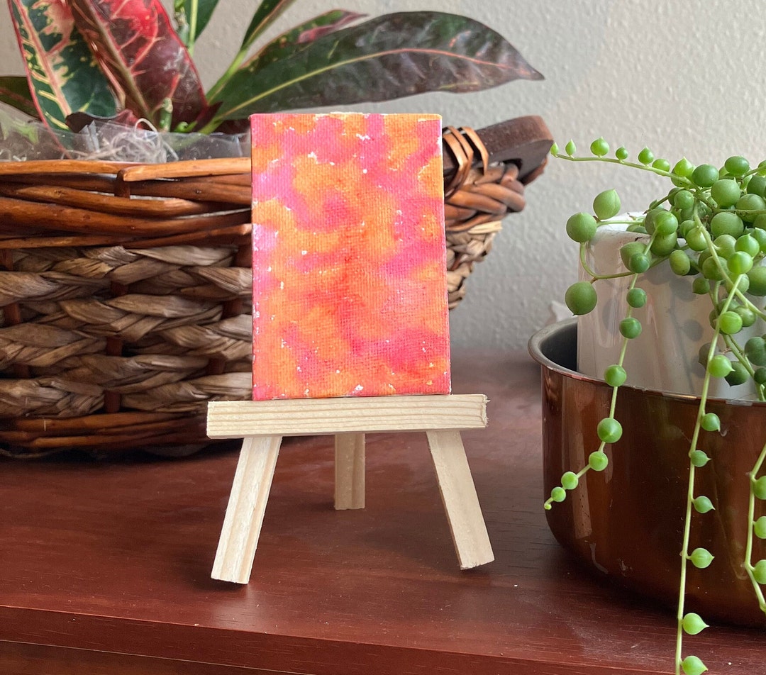 Tiny Painting and Easel, Miniature Painting, Home Decor, Dorm Room ...