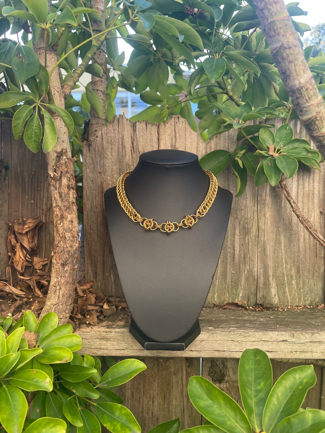 Handmade Gold-tone Brass Chainmail Choker Solid Elegance - Etsy