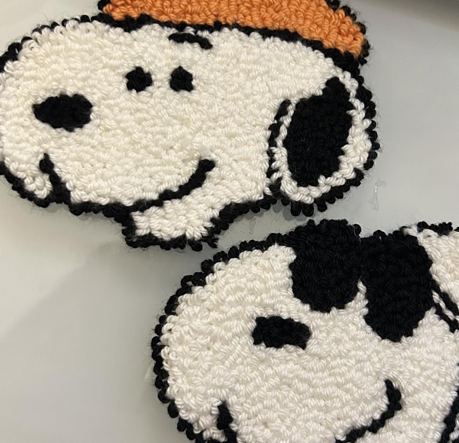 Snoopy Themed Handmade Punch Needle Hand Tufted Mug Rug Coasters ...