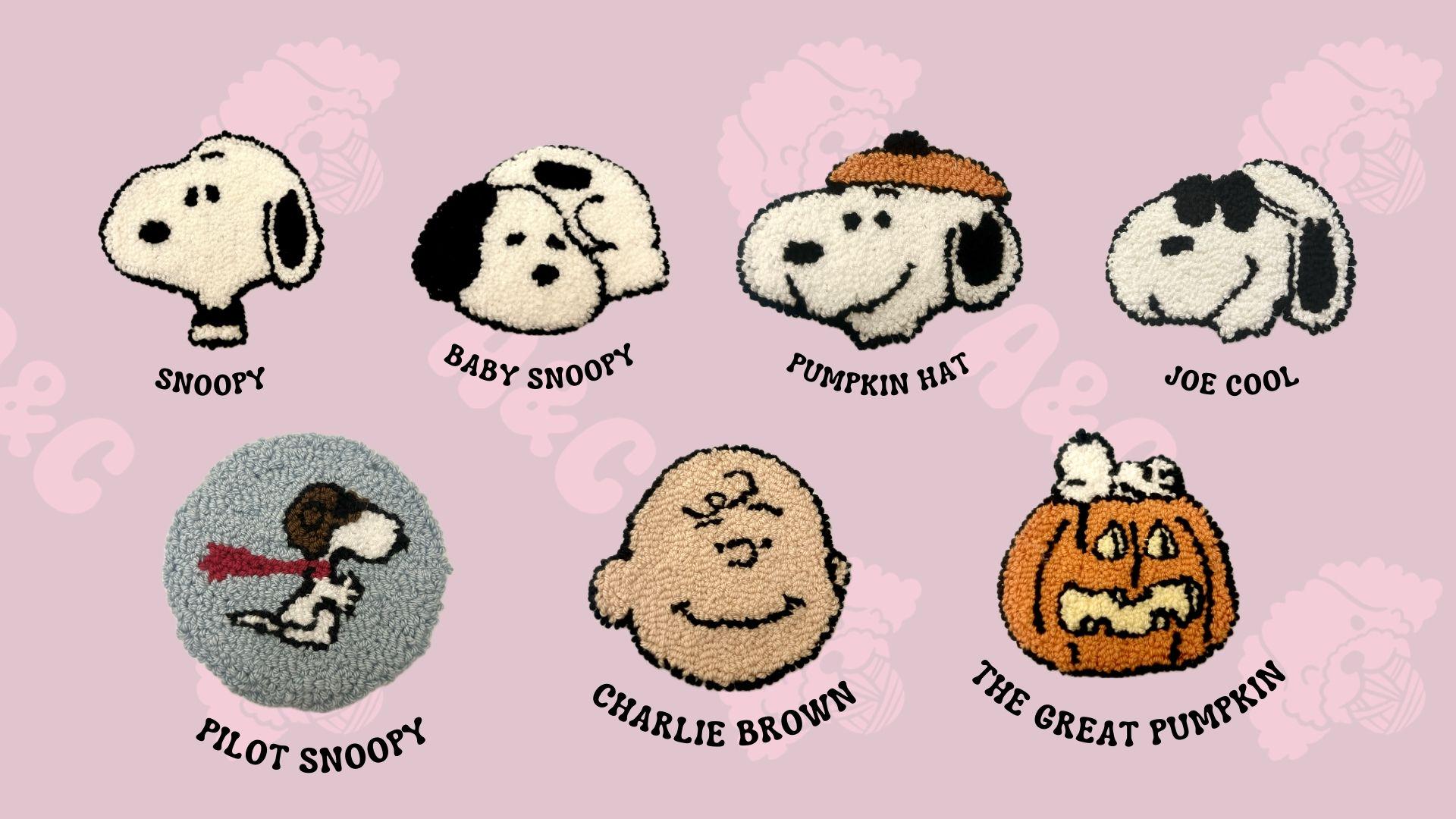 Snoopy Themed Handmade Punch Needle Hand Tufted Mug Rug Coasters ...
