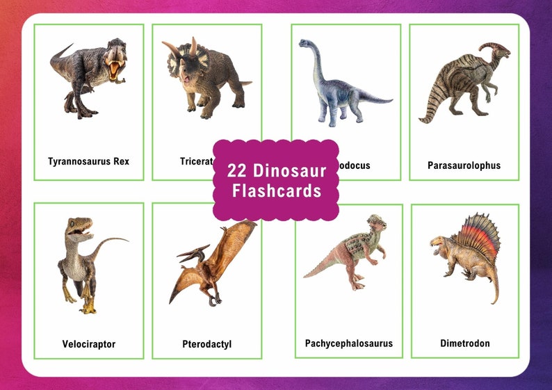 Dinosaur Flashcards for Kids Educational | Educational Cards ...