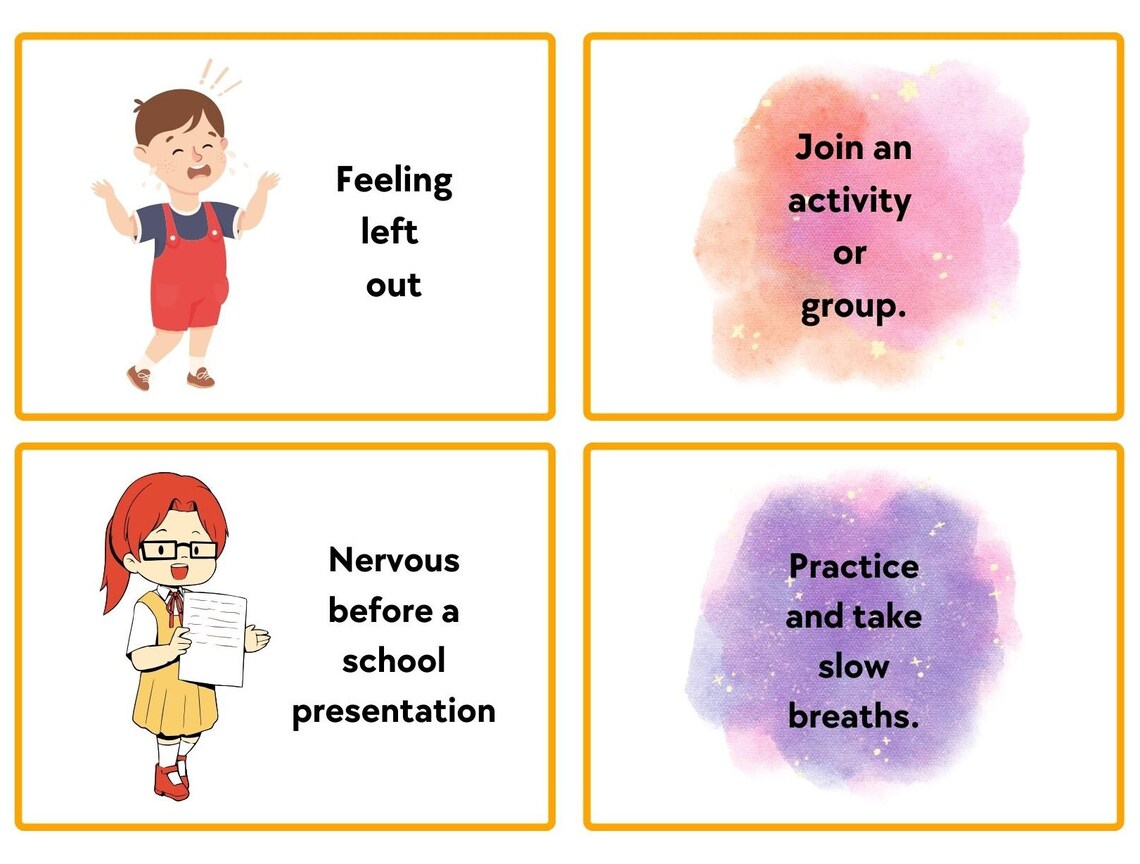 Calming Corner Cards Anxiety Cards for Kids Anxiety Flash Cards Coping ...