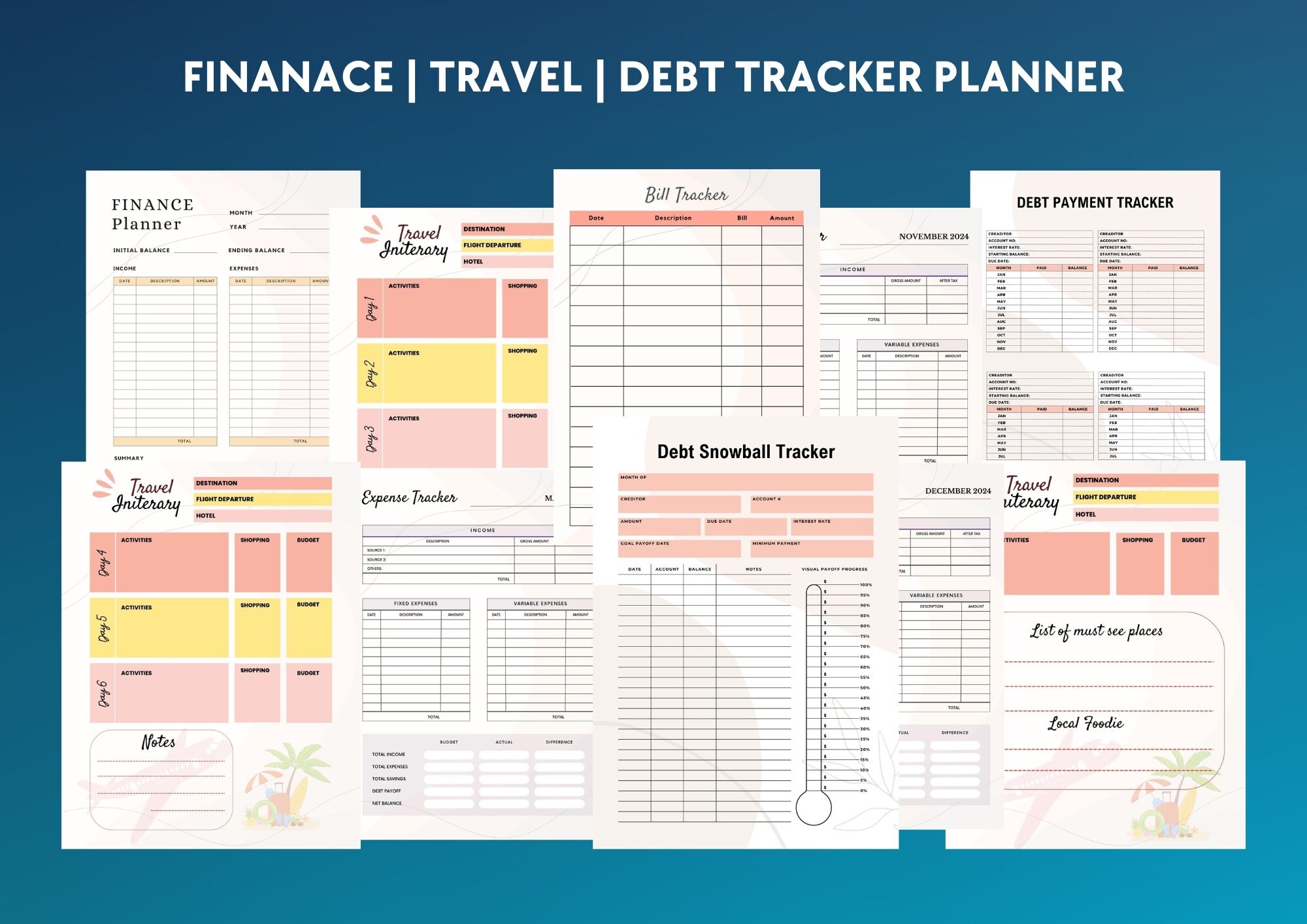 Debt Free Planner Easy Savings Tracker Debt Snowball Saving Debt ...