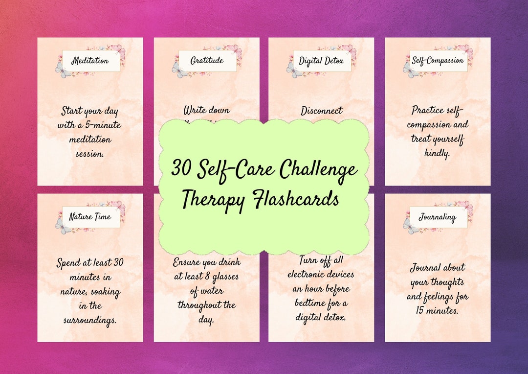 Self Care Challenge 30 Flashcards | Coping Strategy Cards | Self Care ...