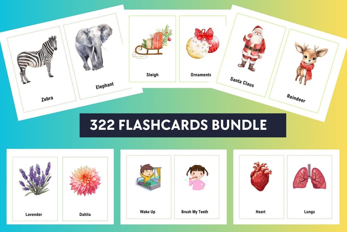 Montessori Education | Educational Cards | Flashcards Bundle ...