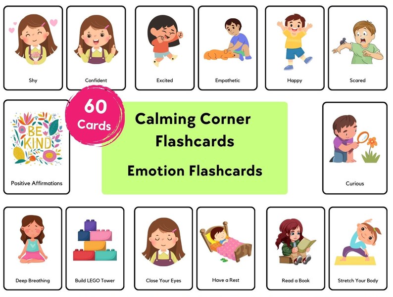 Kids Emotions Flashcards | Calming Corner Flashcards | Large Montessori ...