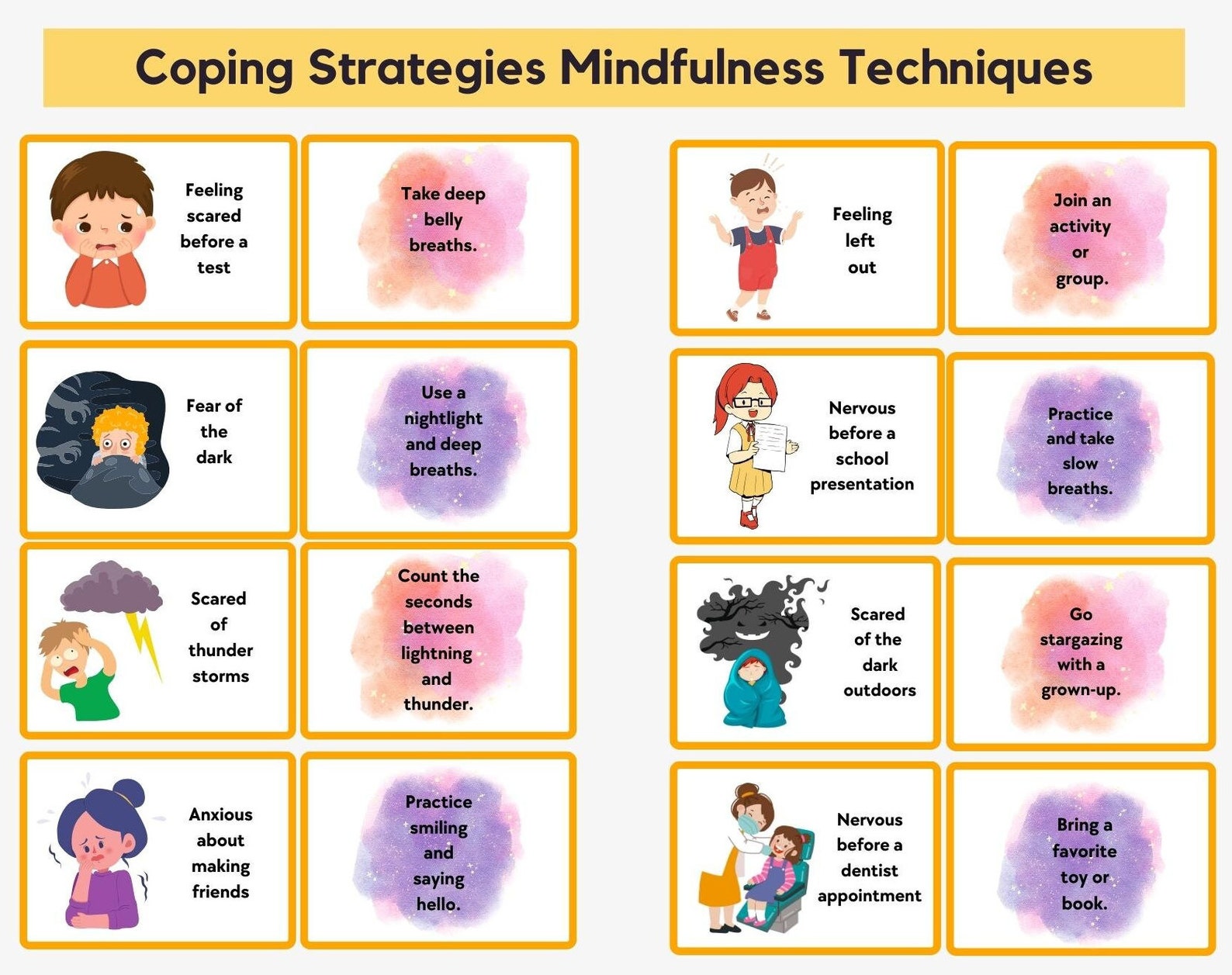 Calming Corner Cards | Anxiety Cards for Kids | Anxiety Flash Cards ...