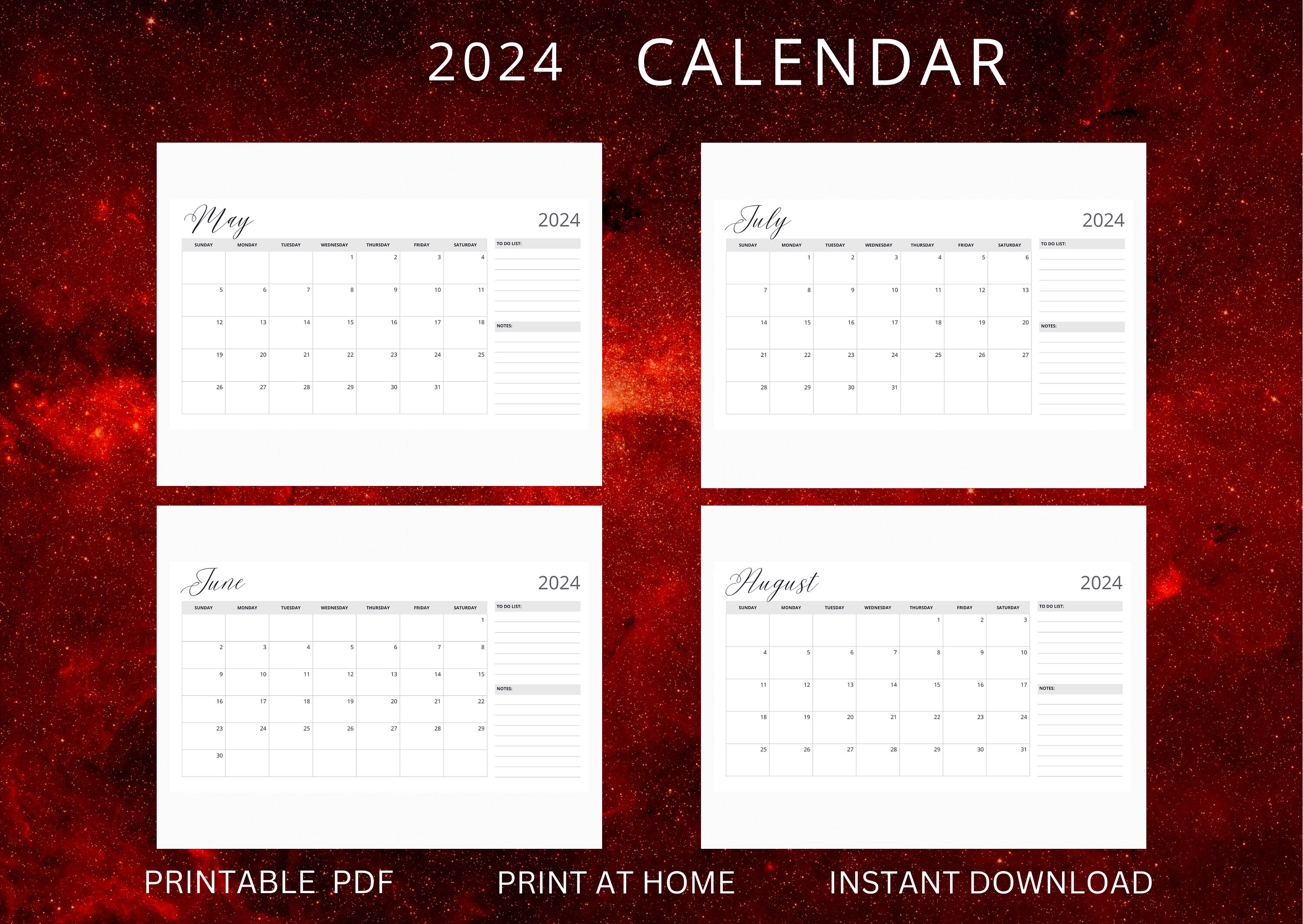 2024 Calendar 2024 Monthly Planner January 2024 Calendar 2024 Printable ...