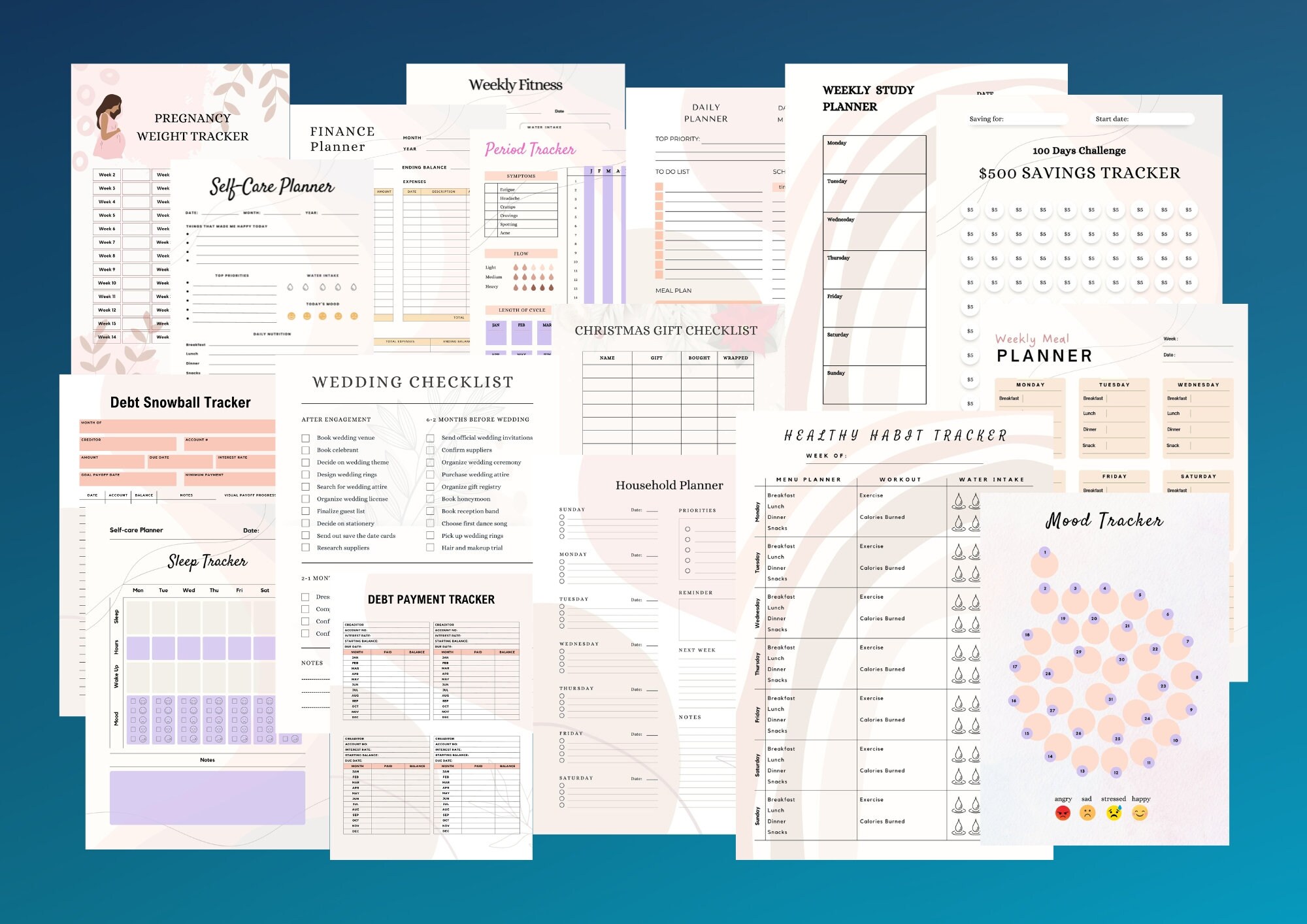 Debt Free Planner Easy Savings Tracker Debt Snowball Saving Debt Planner Paycheck Budget Planner ...