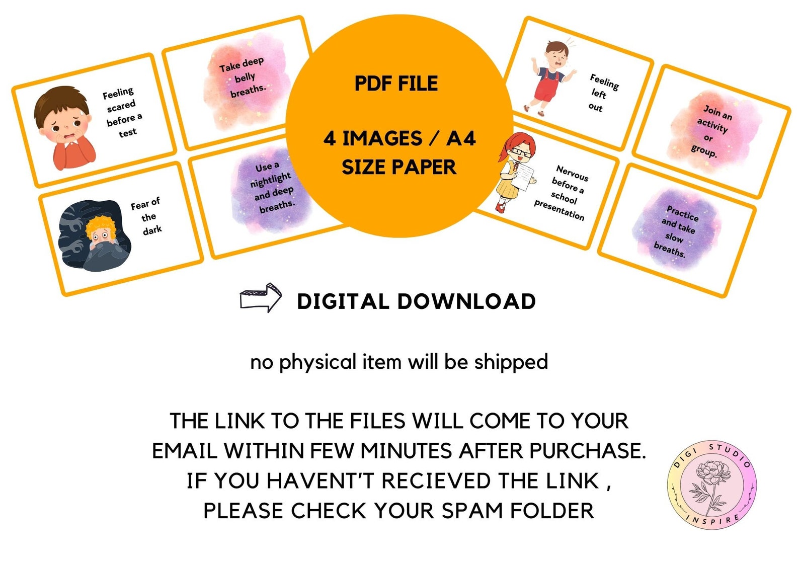 Mindfulness Anxiety Flash Cards for Kids: Calming Coping Skills (PDF ...