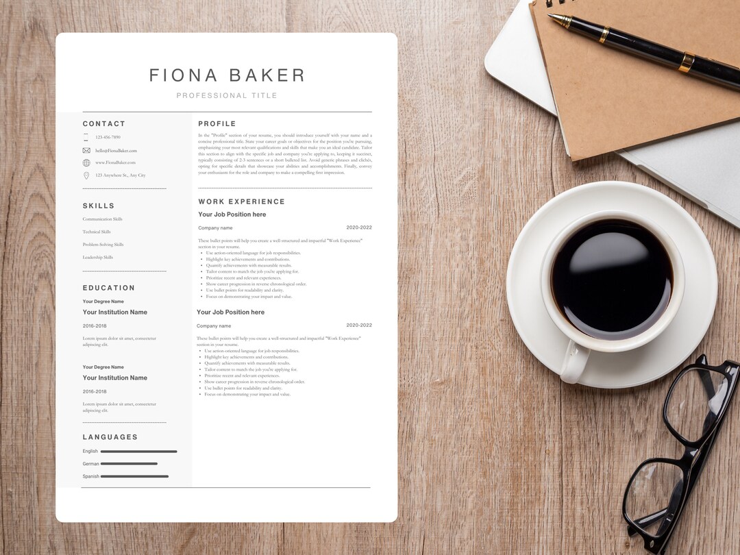 Minimalist Resume Template | CV Template | CV Mac Pages | Cover Letter ...