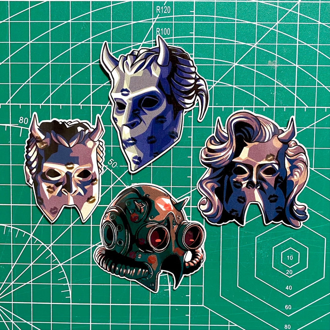 Ghoul Mask With Lipstick Kiss Marks Stickers - Etsy