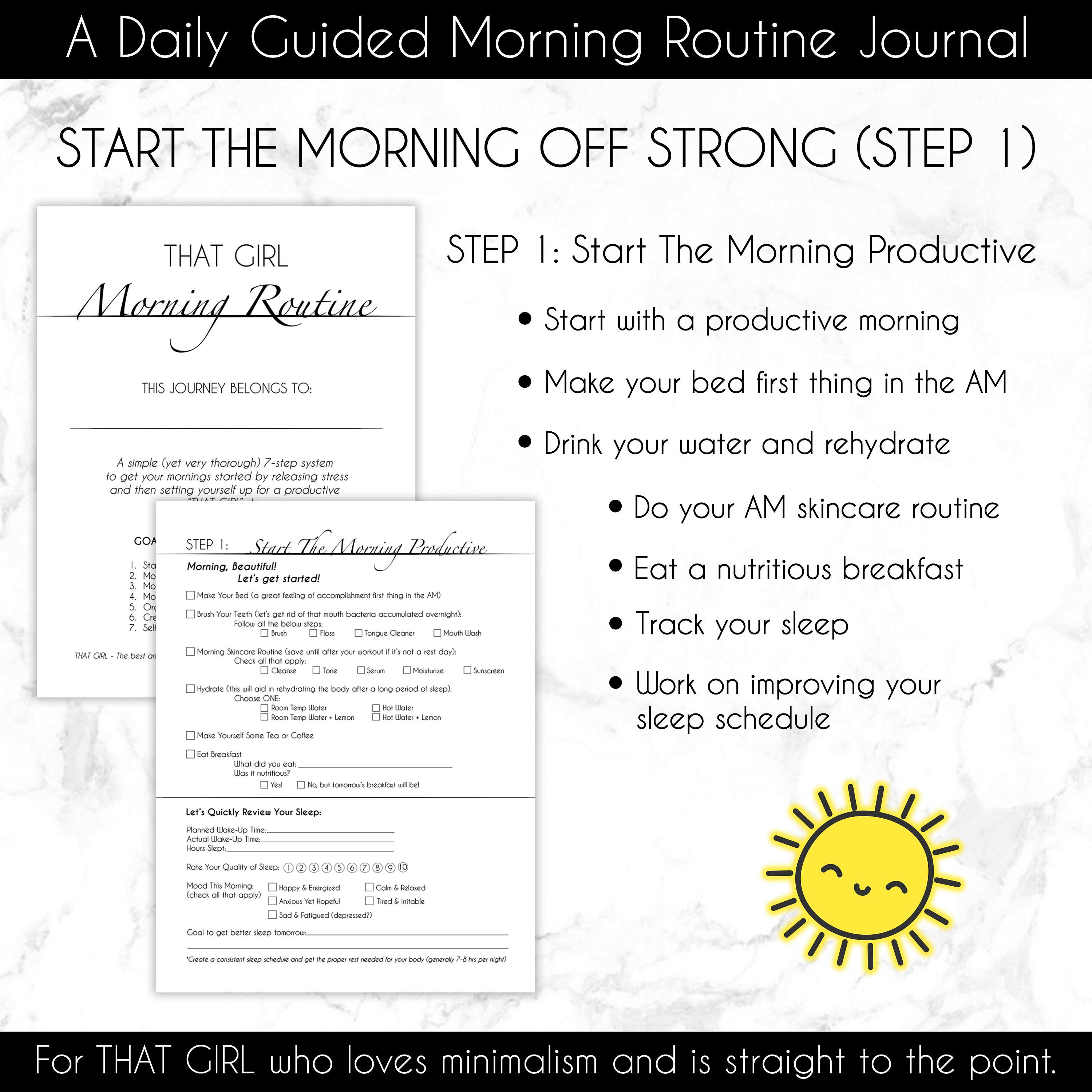 Printable Guided Journal THAT GIRL Morning Routine in Absolute ...