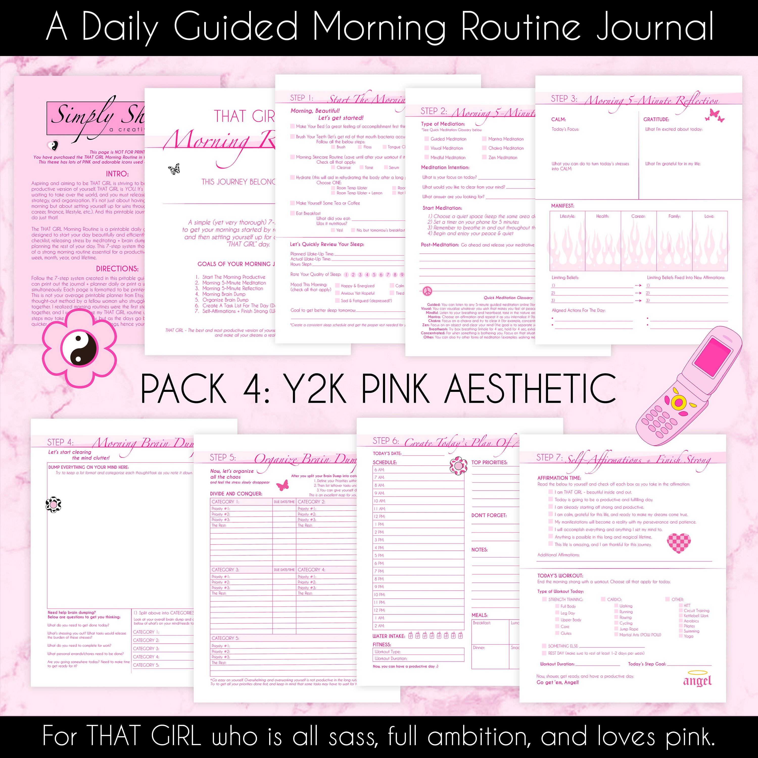 Printable Guided Journal - THAT GIRL Morning Routine (4-PACK) - Etsy