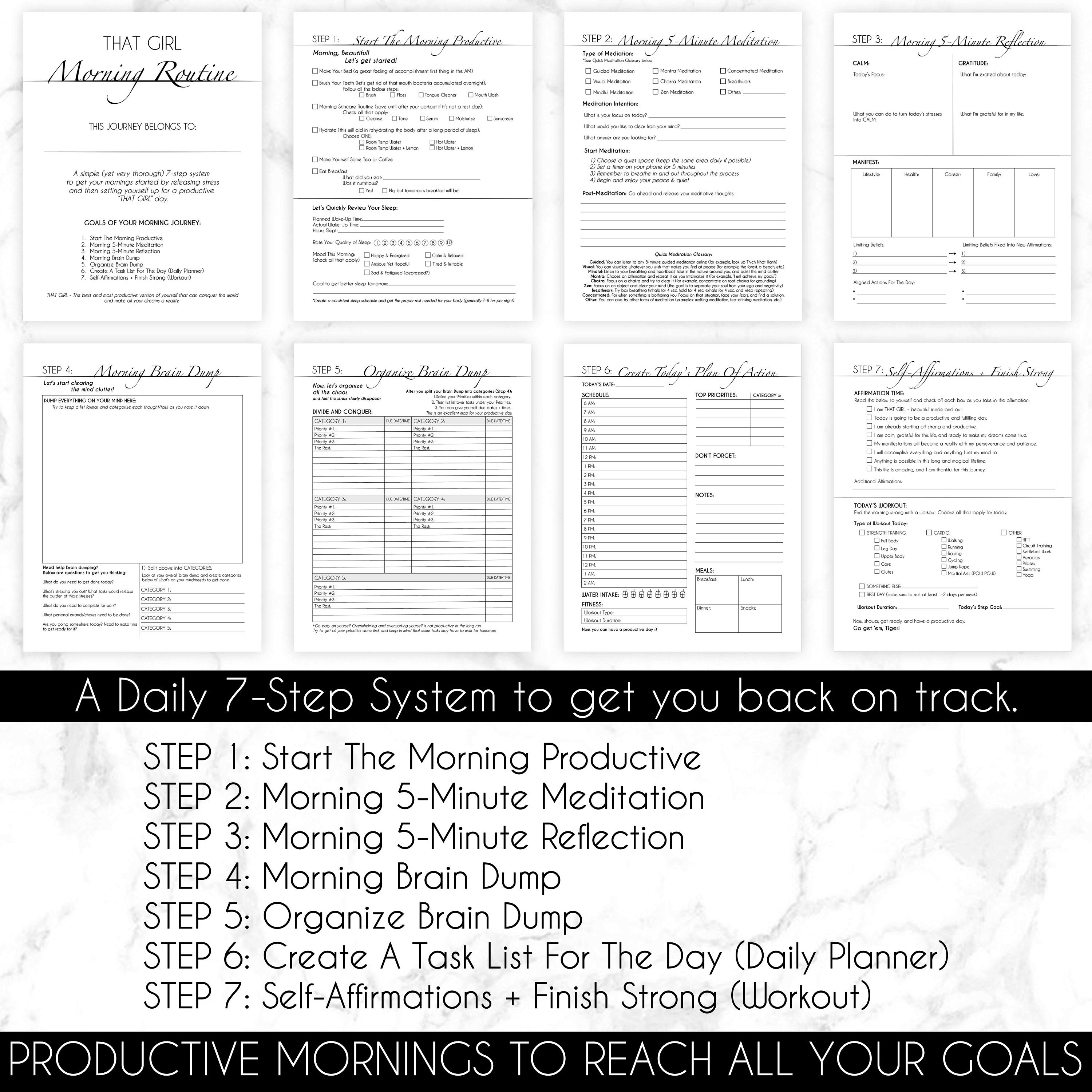 Printable Guided Journal THAT GIRL Morning Routine in Absolute ...