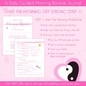 Printable Guided Journal - THAT GIRL Morning Routine in Y2K Pink ...