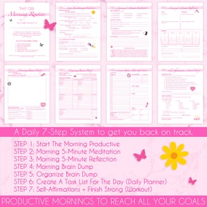 Printable Guided Journal - THAT GIRL Morning Routine in Y2K Pink ...