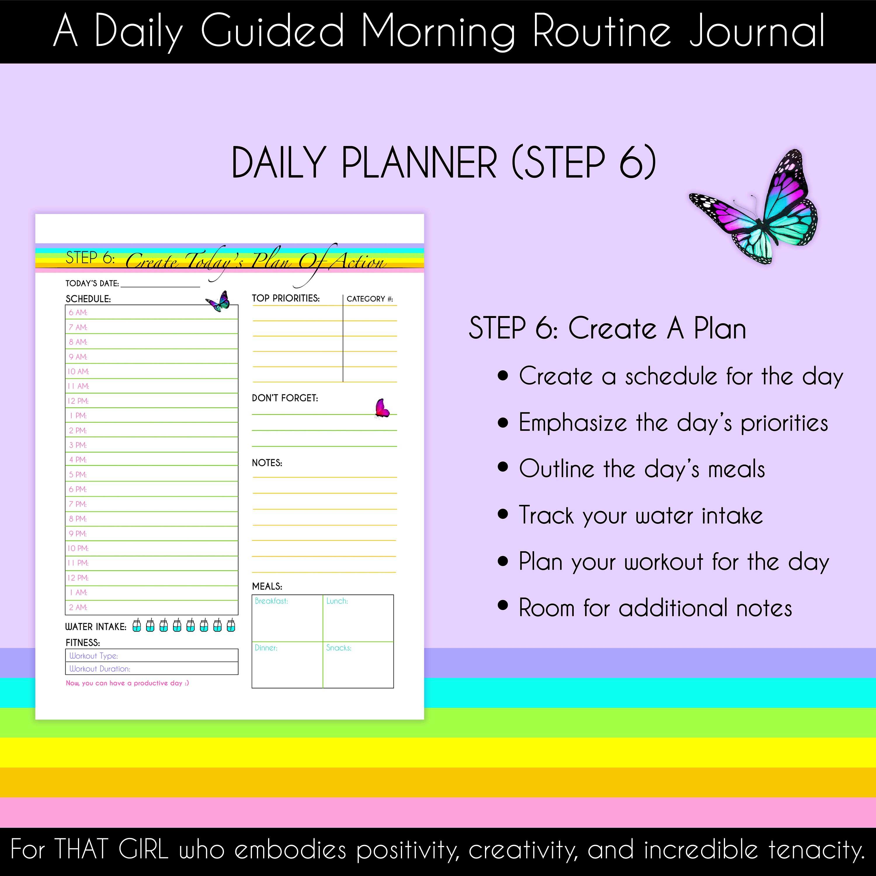 Printable Guided Journal THAT GIRL Morning Routine in - Etsy