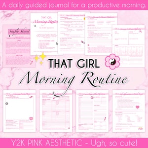 Printable Guided Journal - THAT GIRL Morning Routine in Y2K Pink ...