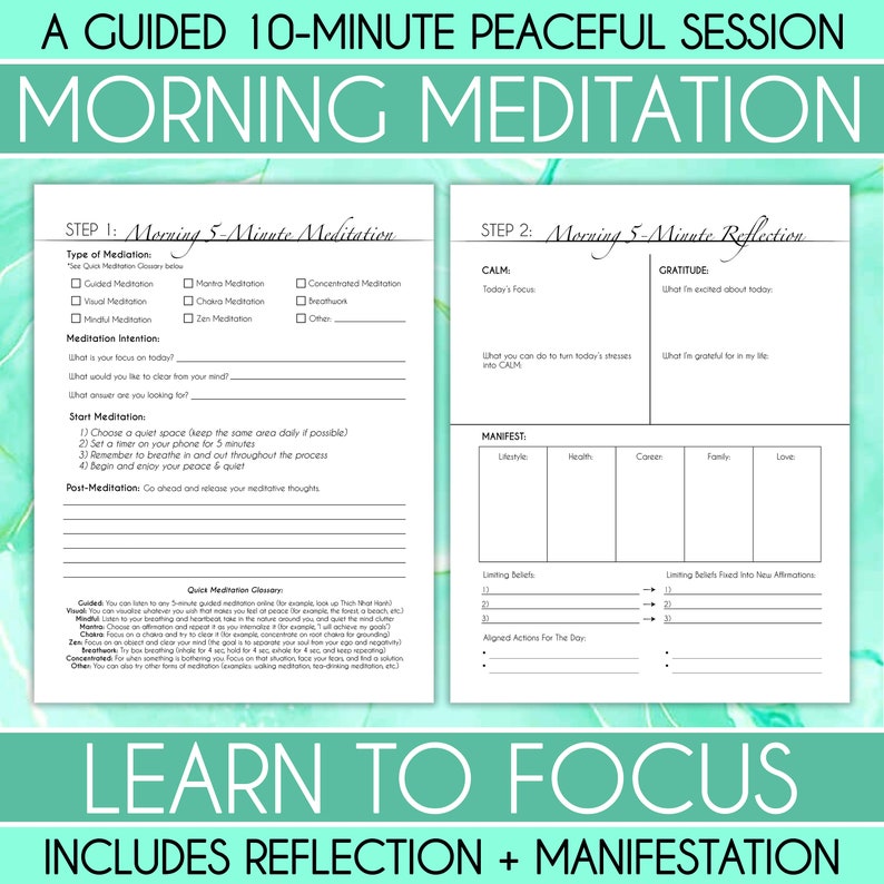 Printable 2-step Guided Morning Meditation & Reflection (plus ...