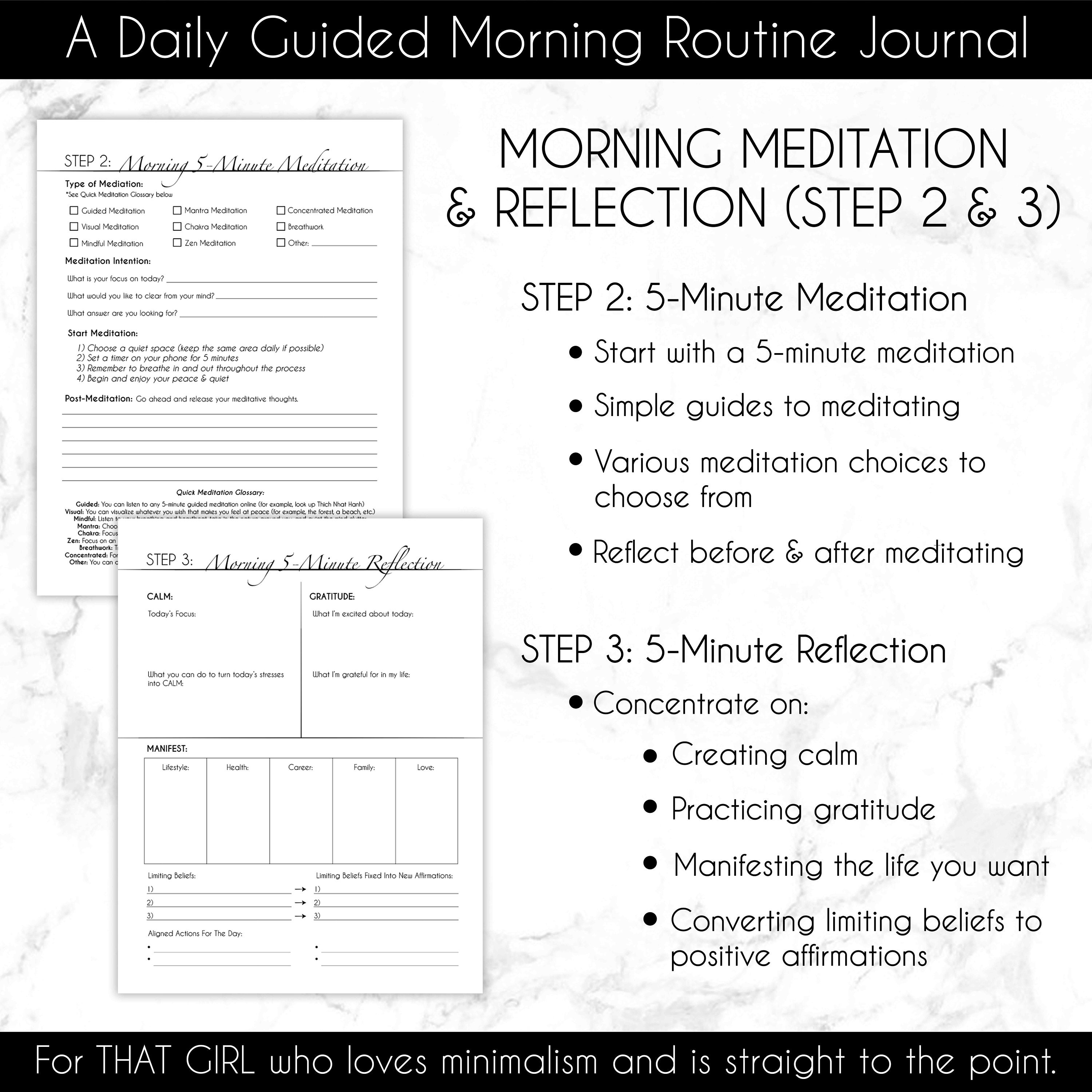 Printable Guided Journal THAT GIRL Morning Routine in Absolute ...