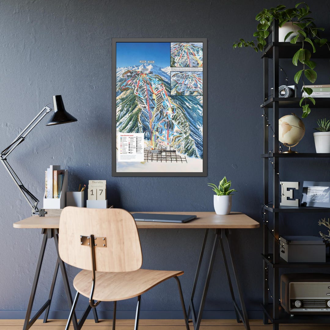 Aspen Mountain Colorado Trail Map Framed Poster - Etsy