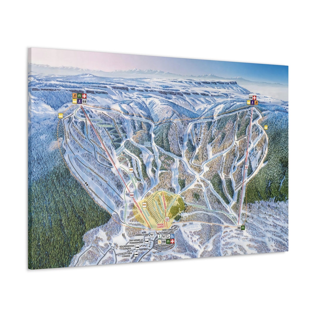 Powderhorn Mountain Colorado Ski Trail Map 3-D Canvas Poster - Etsy