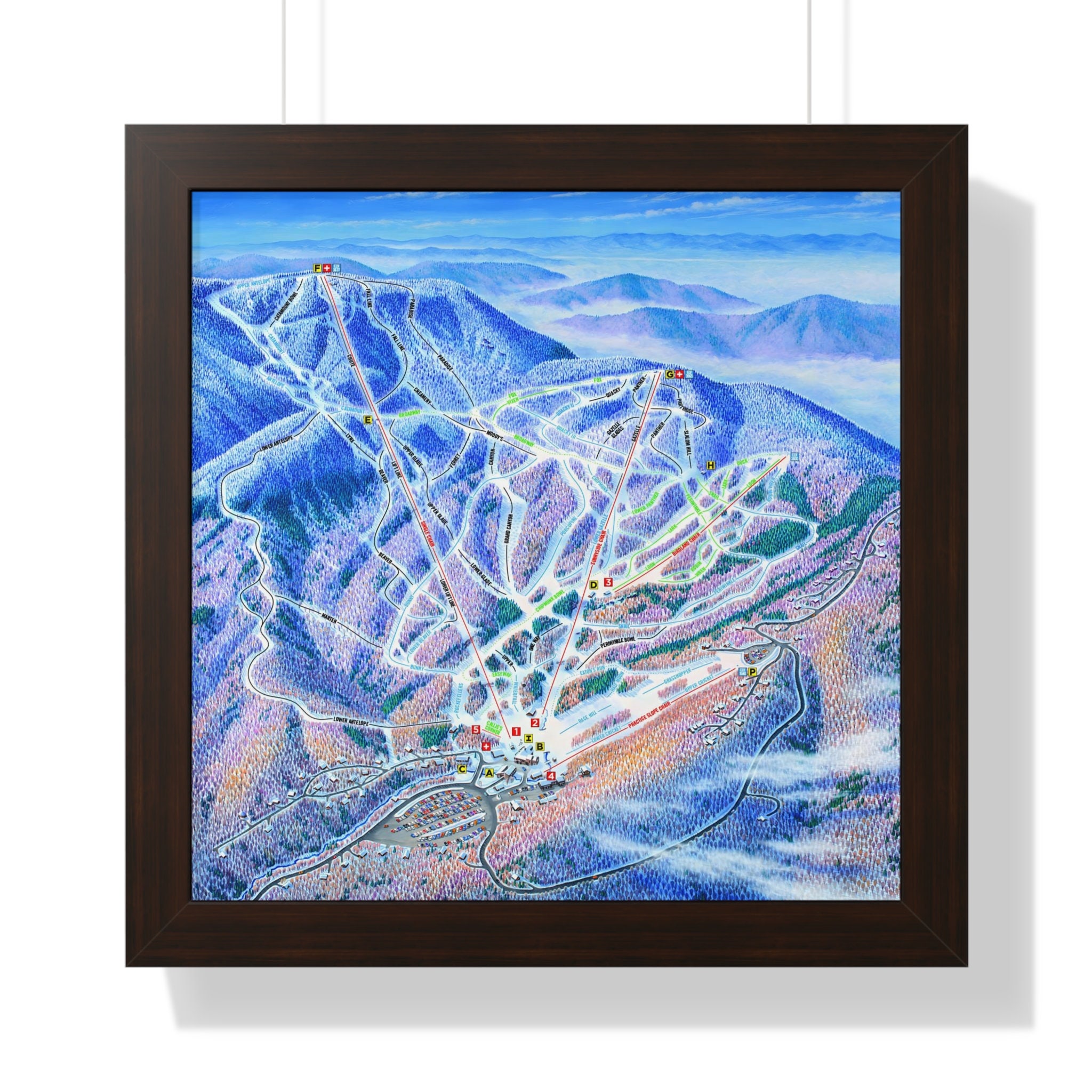 Mad River Glen Vermont Trail Map Ski Resort Home Decor Framed Poster - Etsy