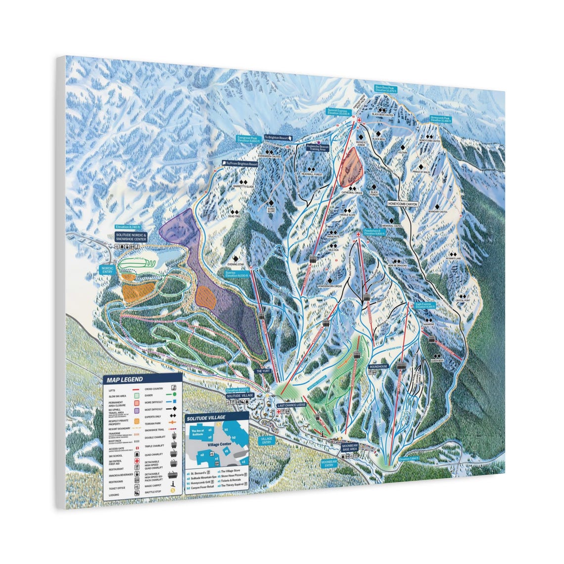 Solitude Mountain Utah Trail Map Framed Canvas - Etsy