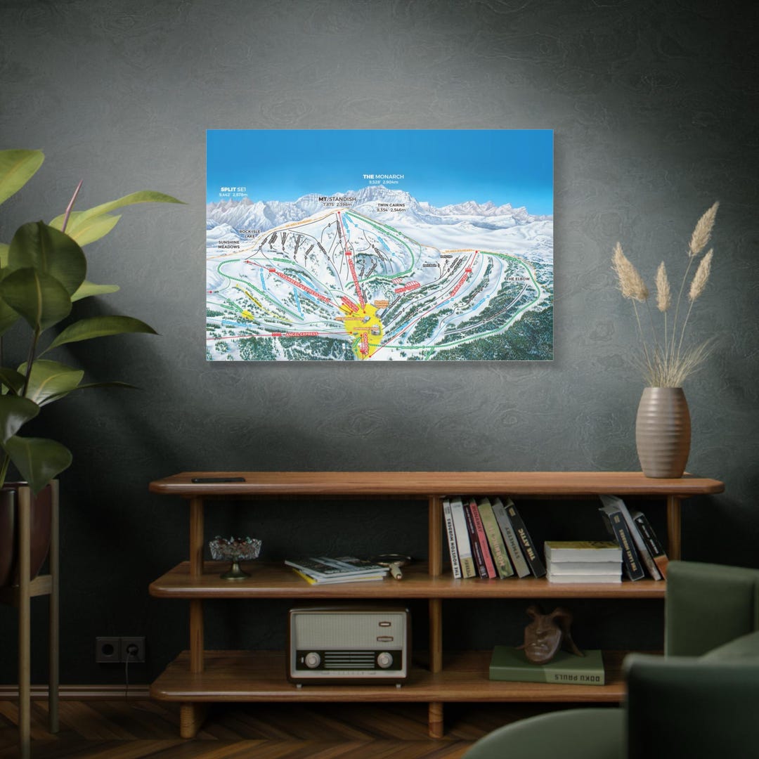 Banff Sunshine Mt Standish Trail Map Framed Canvas Alberta Canada - Etsy