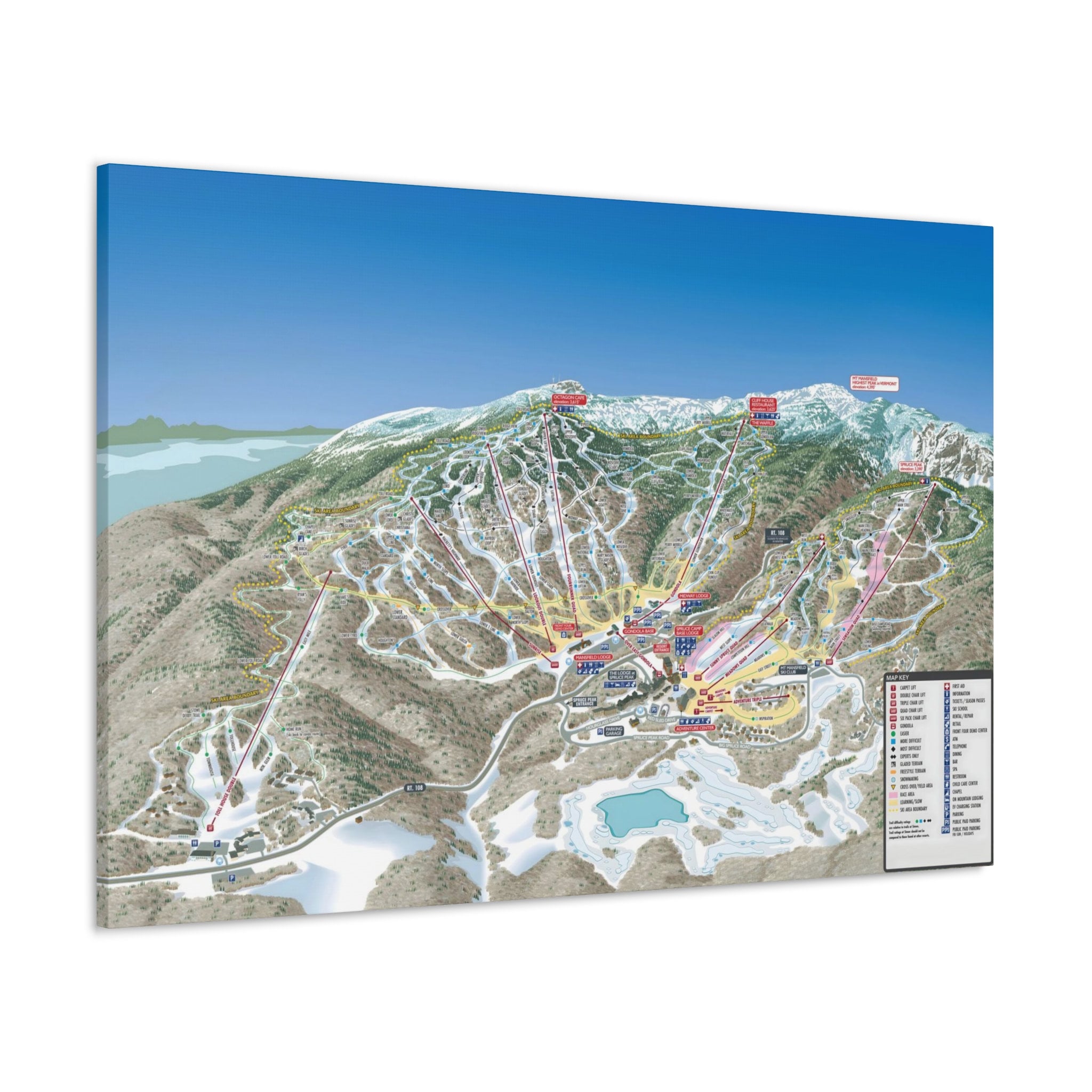 Stowe Vermont Ski Trail Map 3-D Canvas Poster - Etsy