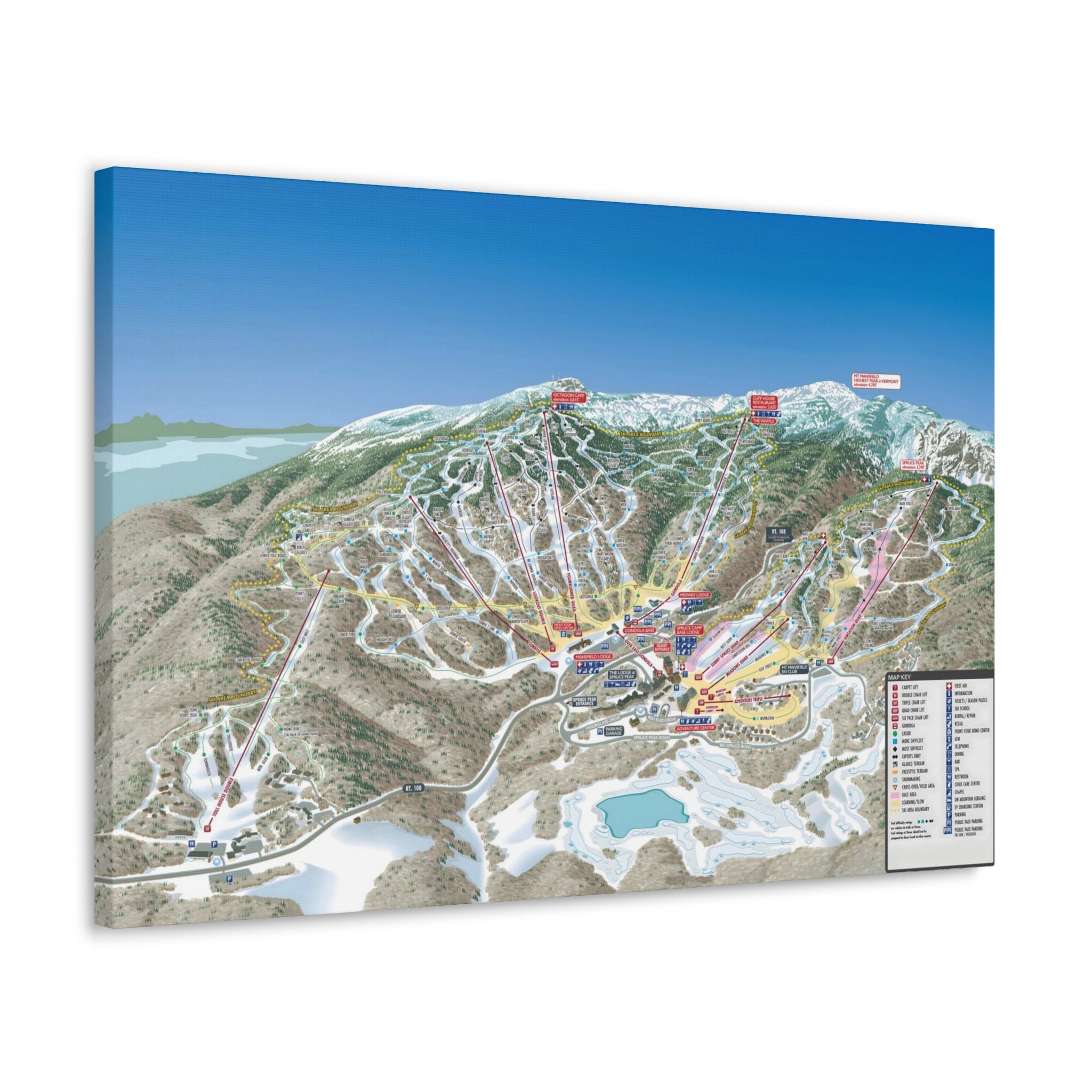 Stowe Vermont Ski Trail Map 3-D Canvas Poster - Etsy