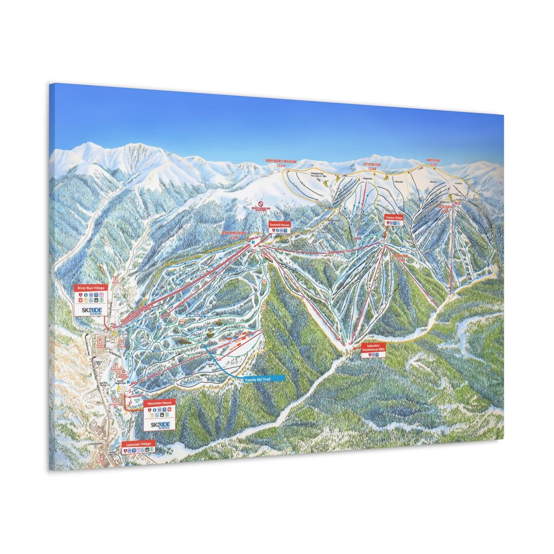 Affiche sur toile 3D de la carte des pistes de ski du Colorado Keystone ...