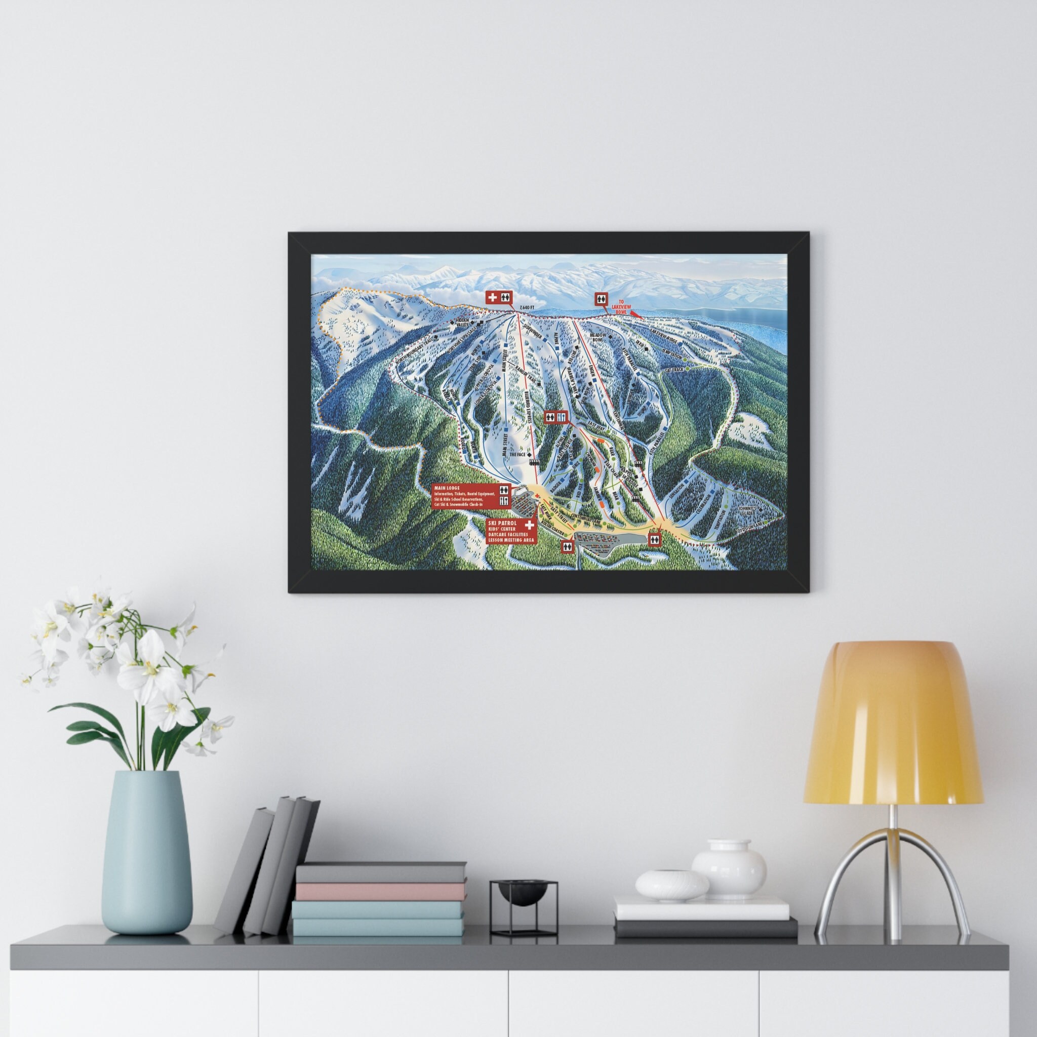 Brundage Mountain Idaho Trail Map Ski Resort Framed Poster - Etsy