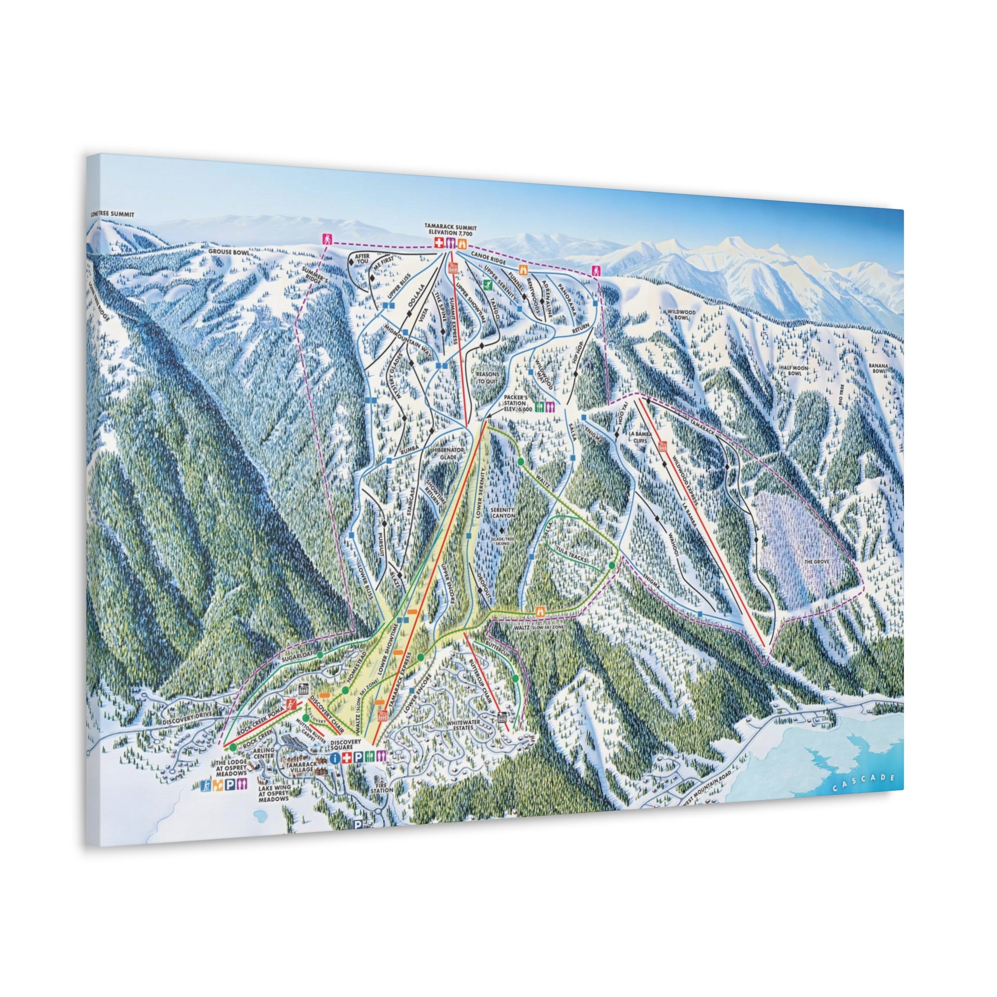 Tamarack Resort Idaho Ski Trail Map 3-D Canvas Poster - Etsy