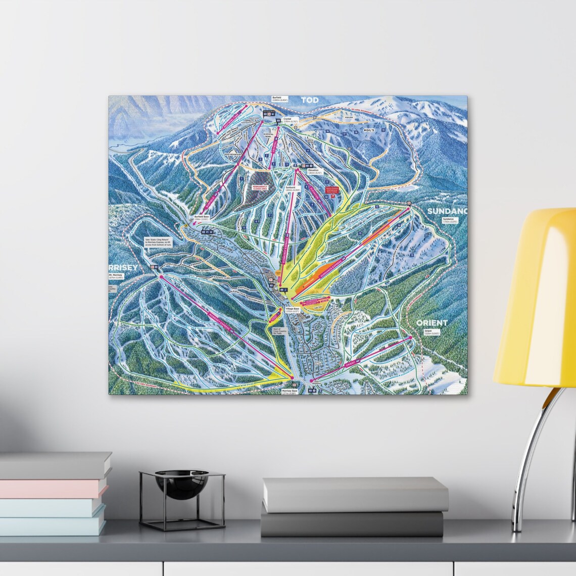 Sun Peaks Resort Ski Trail Map 3-D Canvas Poster British Columbia ...