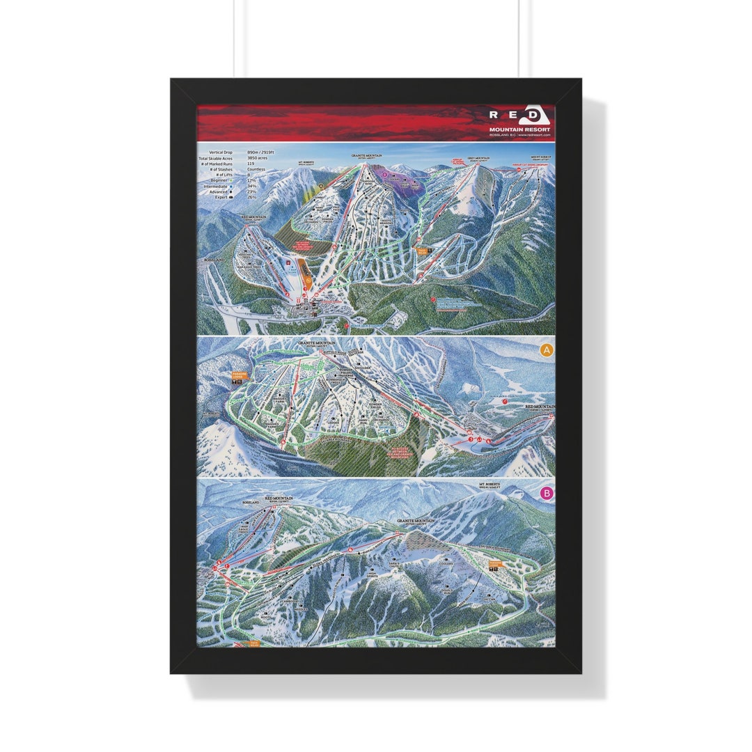 Red Mountain Trail Map British Columbia Canada Ski Resort Home - Etsy