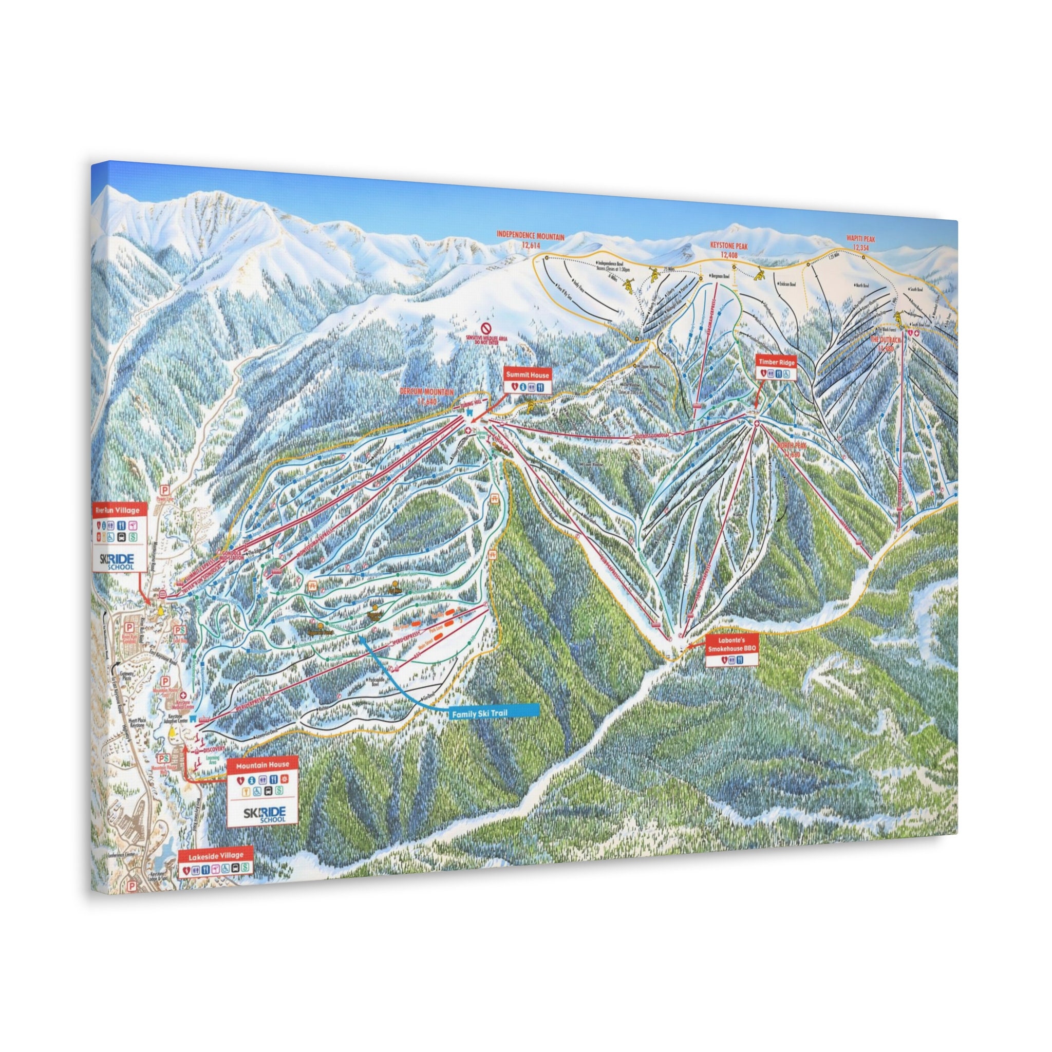 Keystone Colorado Ski Trail Map 3-D Canvas Poster - Etsy