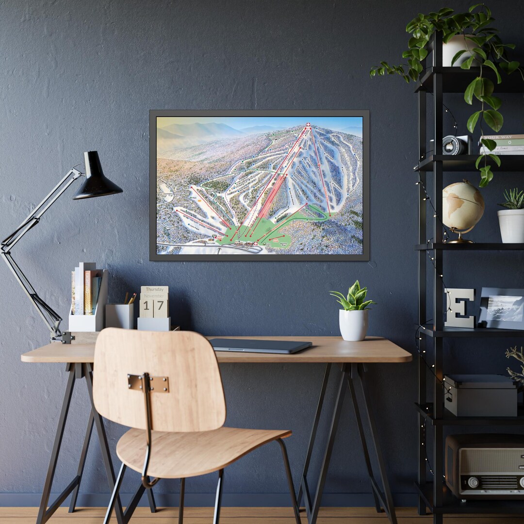 Bromley Vermont Trail Map Framed Poster - Etsy