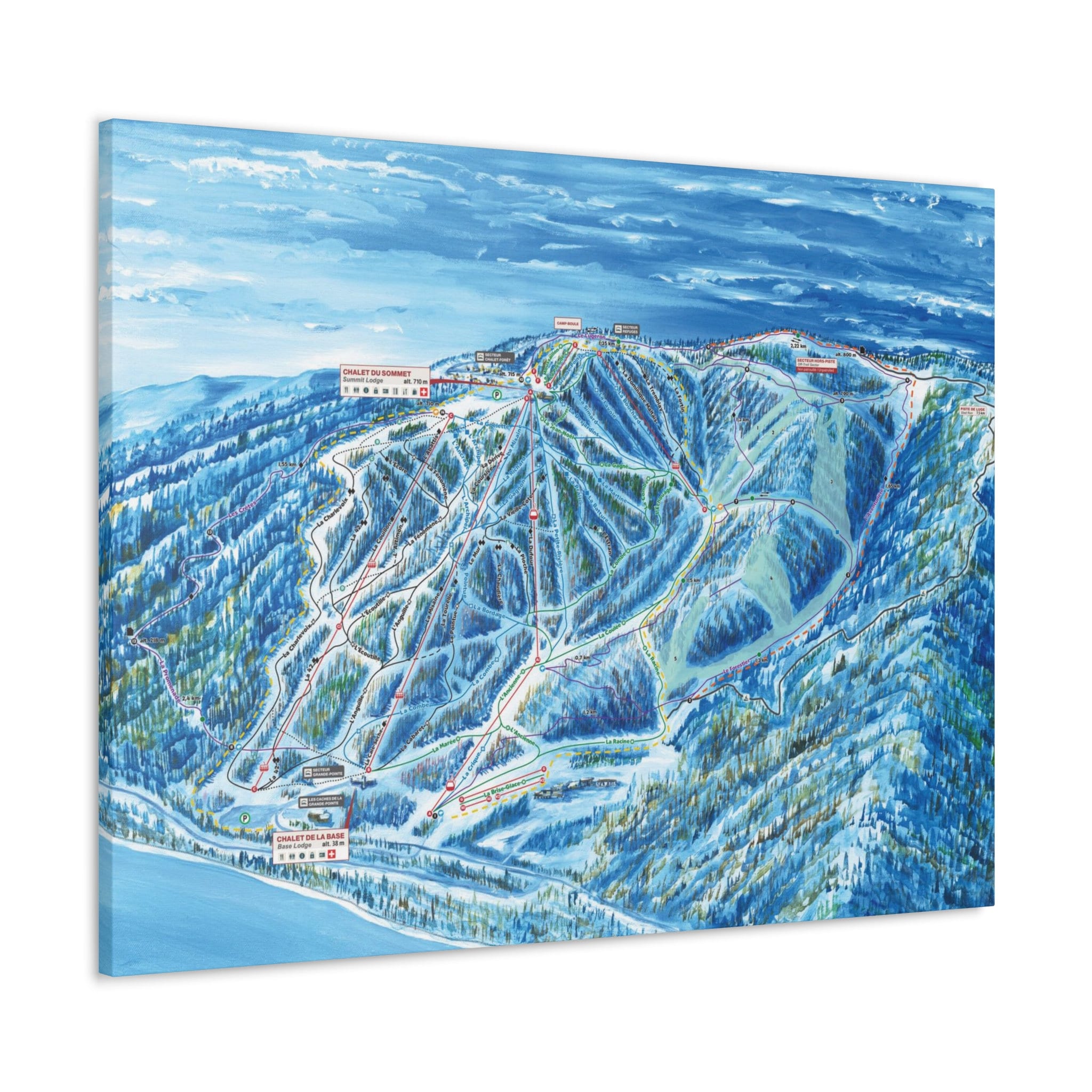 Le Massif De Charlevoix Ski Trail Map 3-D Canvas Poster Quebec Canada ...