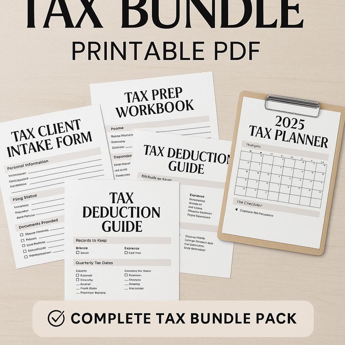 Tax Bundle Pack | Tax Client Intake Form | Tax Prep Workbook | Tax ...