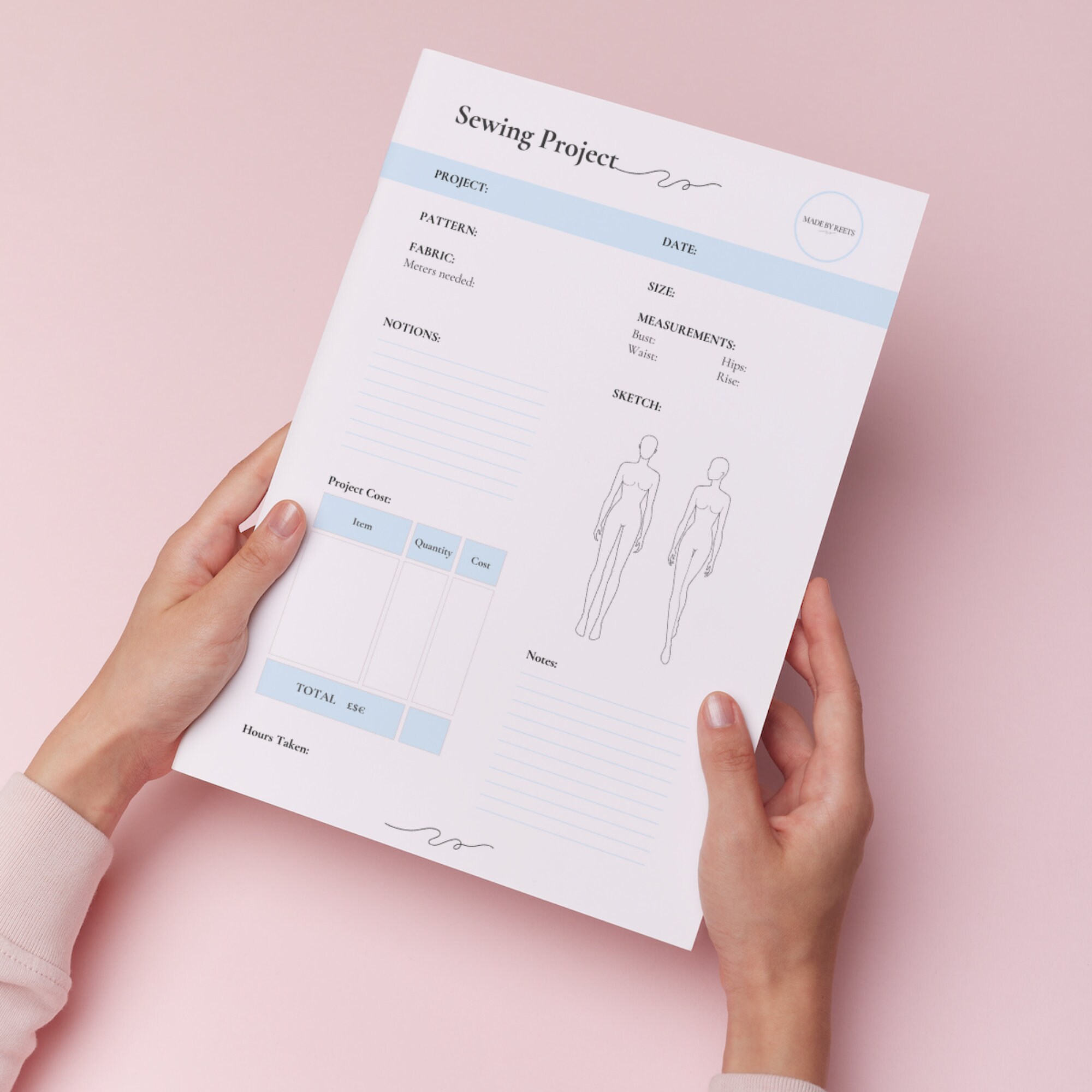 Blue PDF Printable Planner Sewing Project Journal Planner Sewing ...