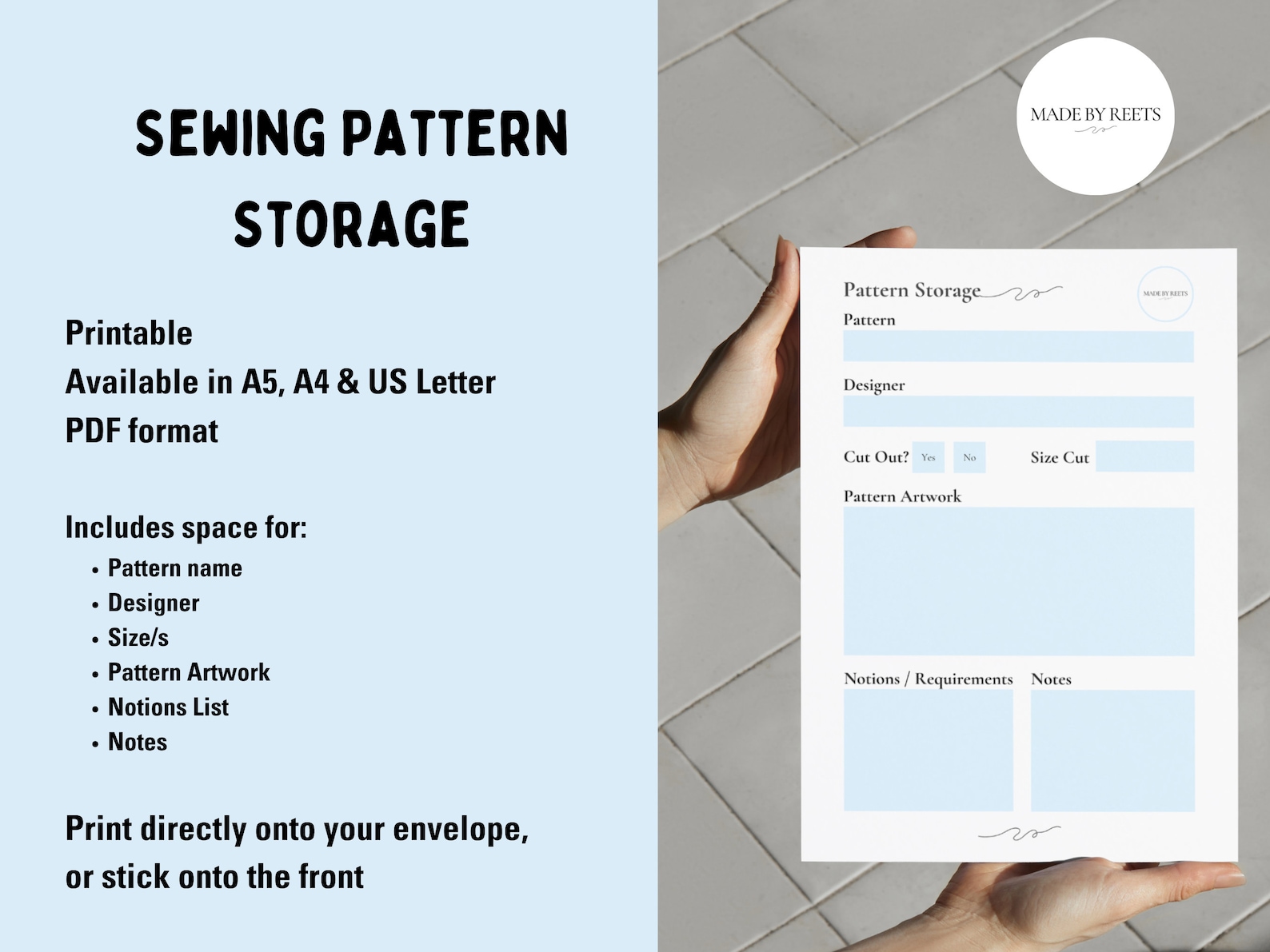 Blue Sewing Pattern Envelope Storage Ideas Sewing Pattern Organiser ...