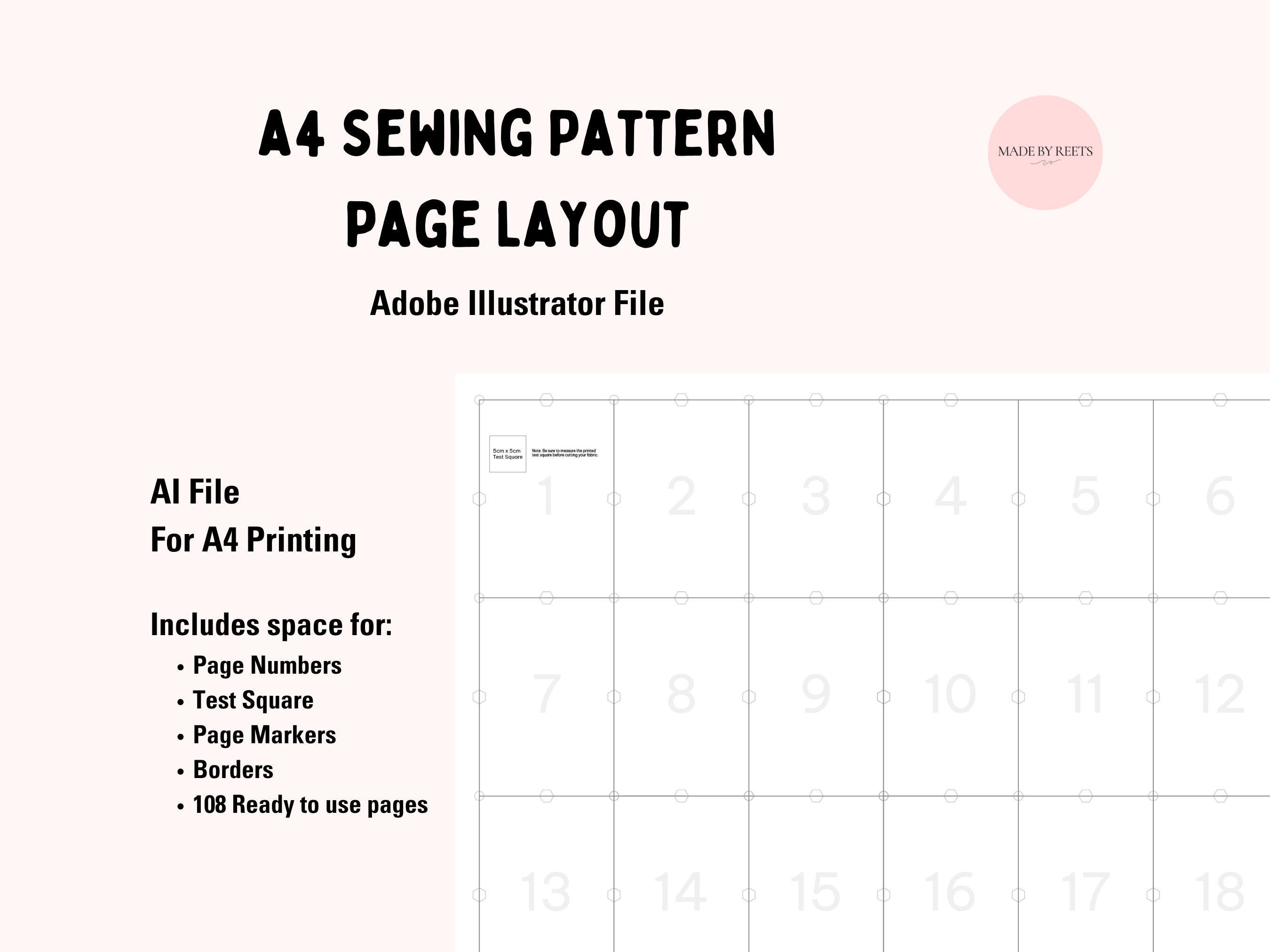 A4 Sewing Pattern Layout Templates Adobe Illustrator Page Layout for ...