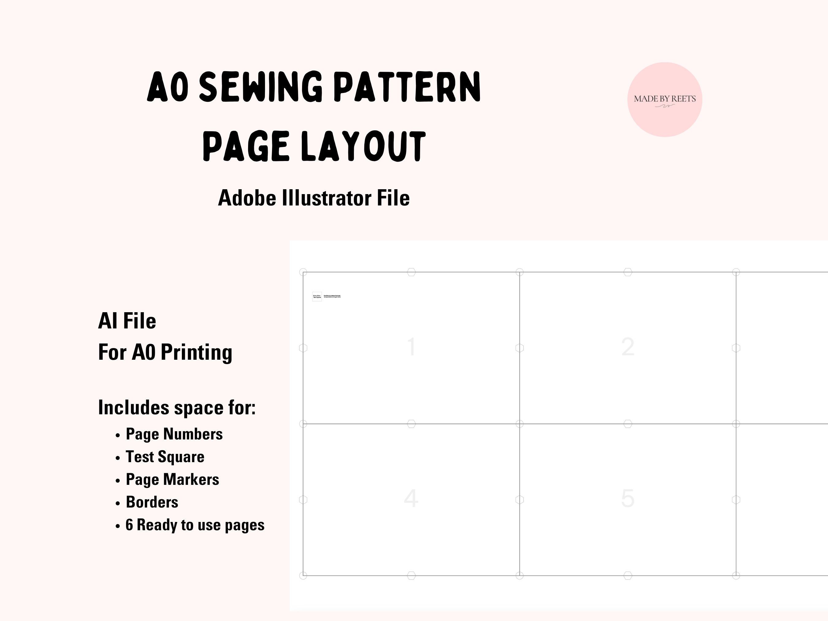 A0 Sewing Pattern Layout Templates Adobe Illustrator Page Layout for ...