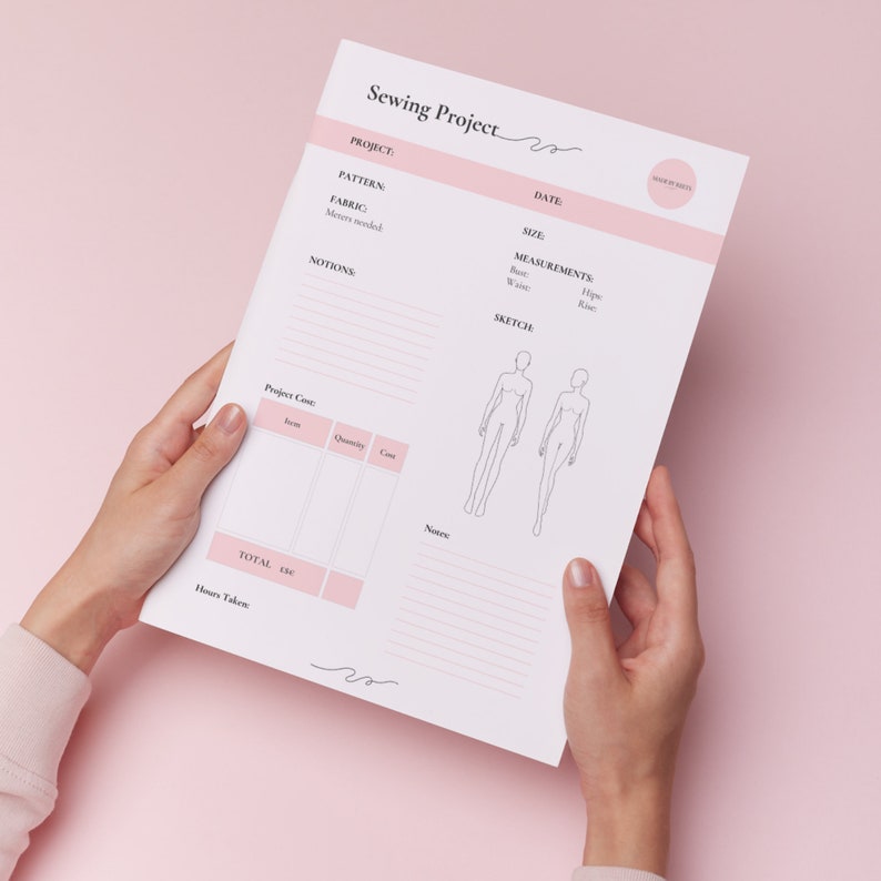 Pdf Printable Planner Sewing Project Journal Planner Sewing Etsy