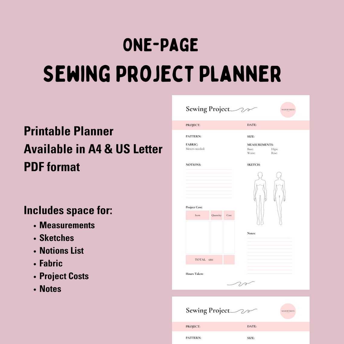 PDF Printable Planner Sewing Project Journal Planner Sewing Planner ...