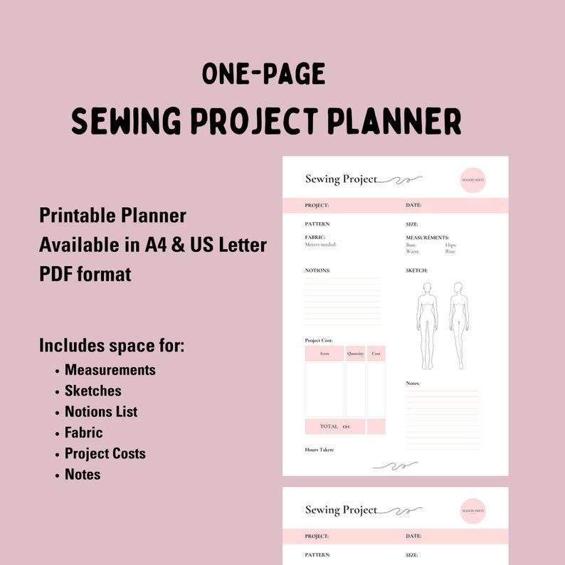 PDF Printable Planner Sewing Project Journal Planner Sewing Planner ...