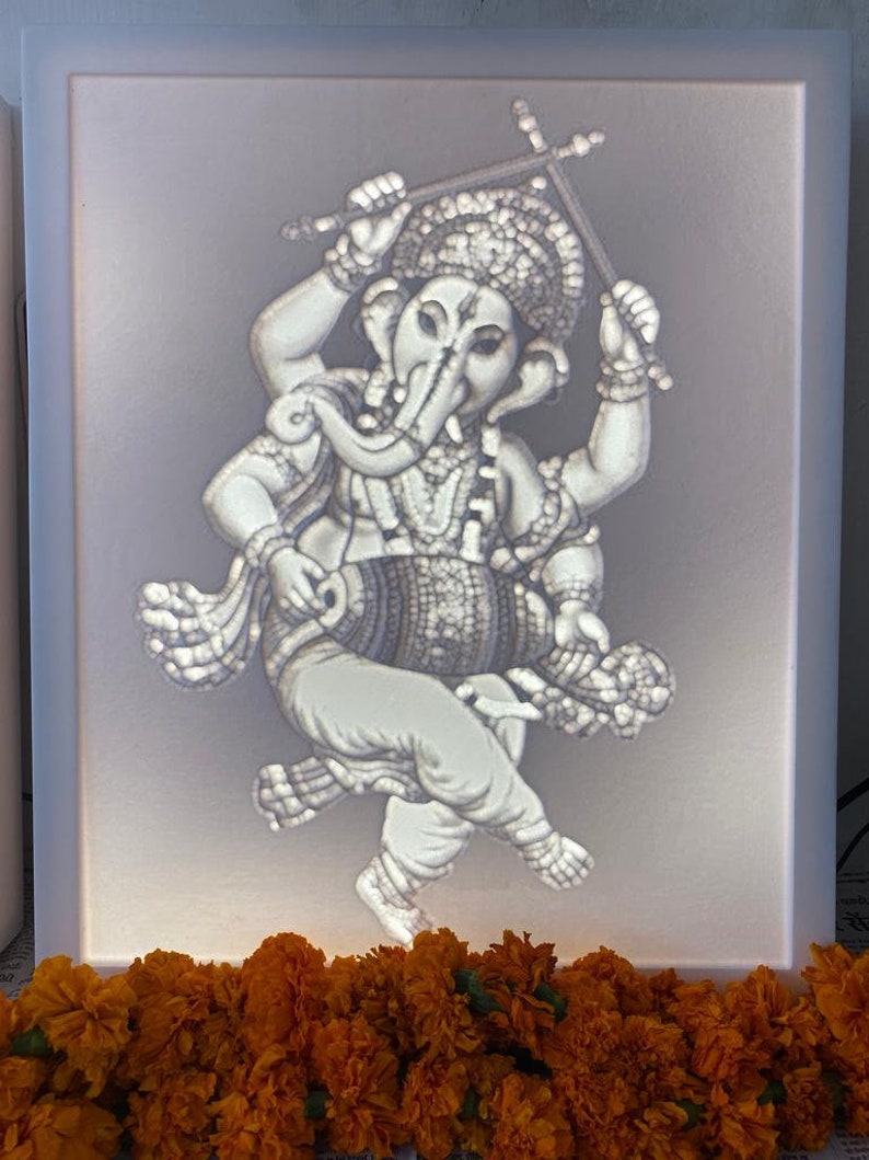 Backlit Carving in Solid Surface( Corian) of Lord Ganesha . Size 18inch ...