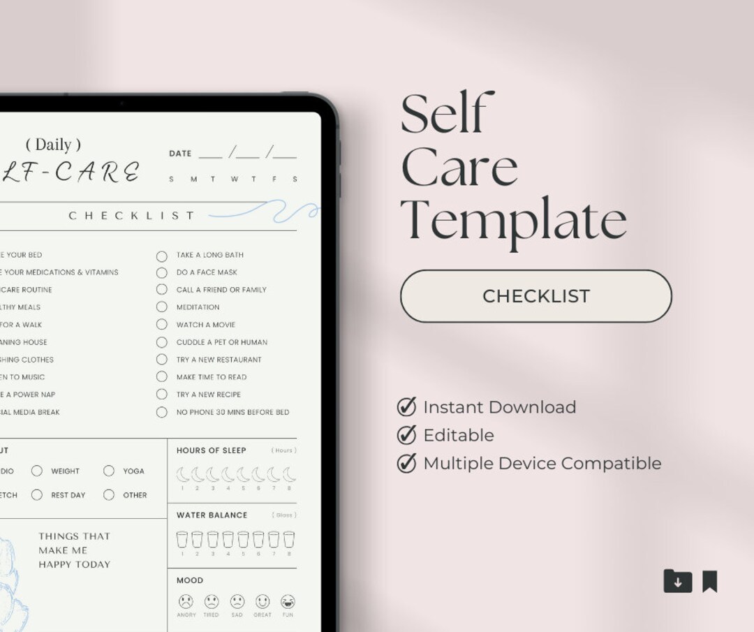 Self Care Planner, Digital Self-care Planner, Self Care Printable ...
